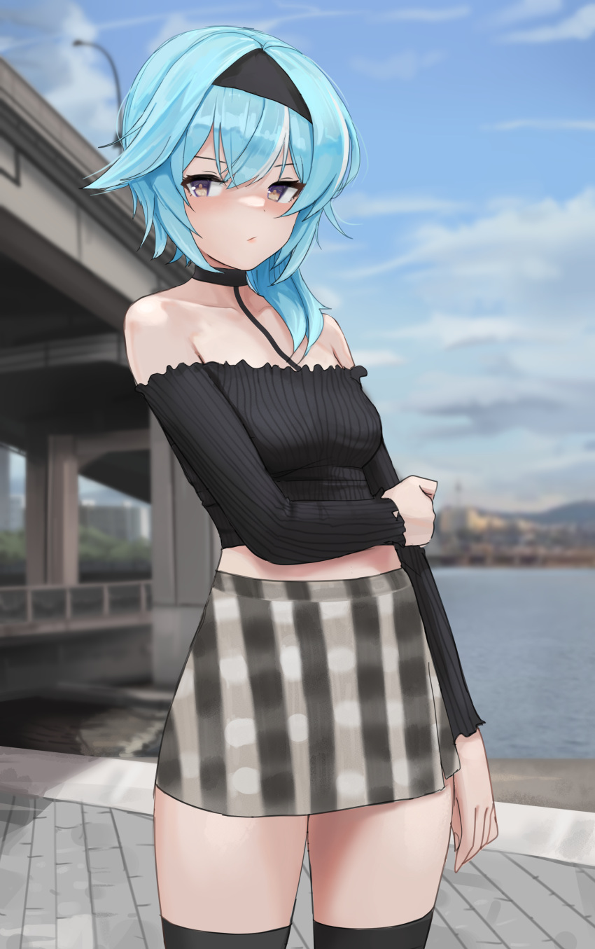 The Big Imageboard Tbib 1girl Absurdres Bangs Black Hairband Blue