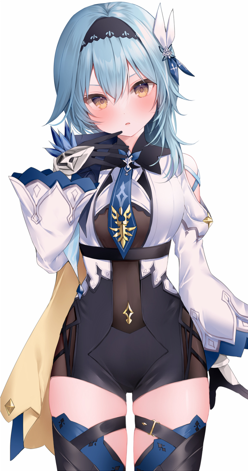 The Big ImageBoard (TBIB) - 1girl belt black bodysuit black gloves black thighhighs blue hair ...