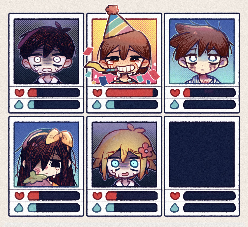 The Big ImageBoard (TBIB) - 1girl 4boys aged down aubrey (faraway) (omori) aubrey (omori) basil ...