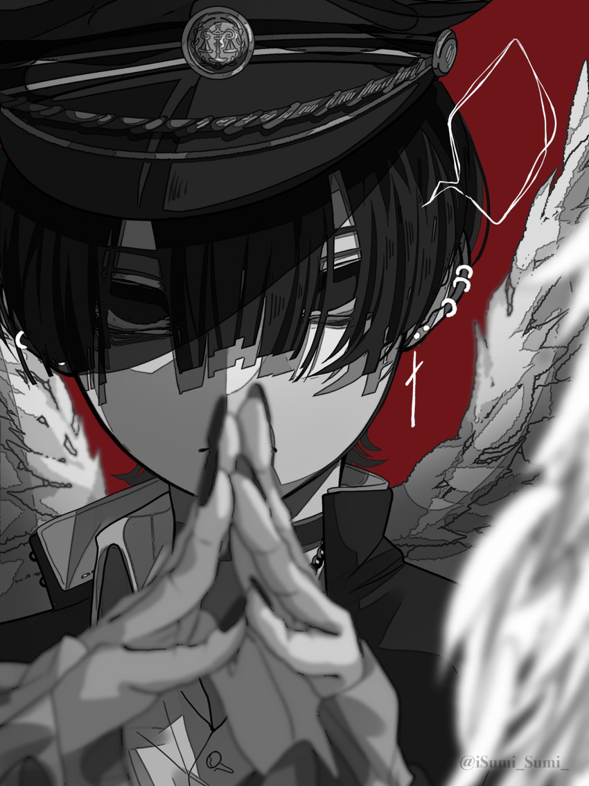 The Big ImageBoard (TBIB) - 1boy artist name black eyes black hair black headwear earrings ...