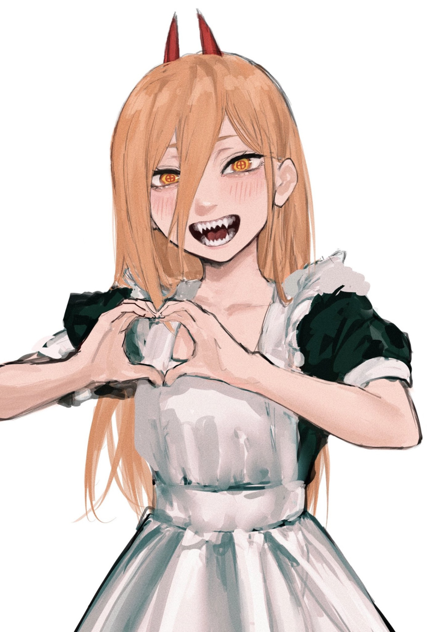 The Big ImageBoard (TBIB) - 1girl alternate costume apron blonde hair blush chainsaw man cross ...