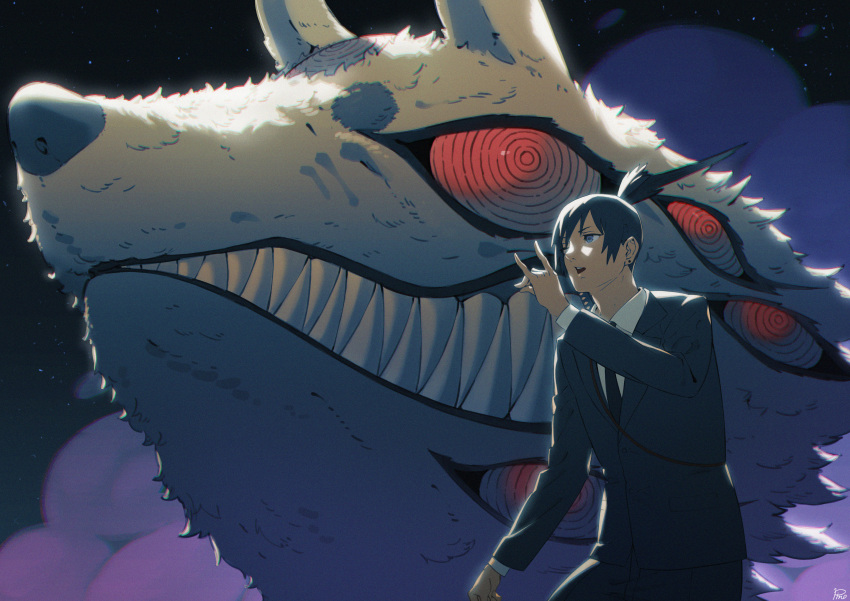 The Big ImageBoard (TBIB) - 1boy 1other absurdres black hair blue eyes ...