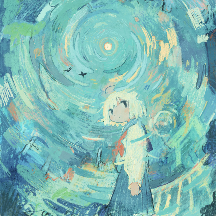 The Big Imageboard Tbib 1girl Abstract Background Absurdres Arms At