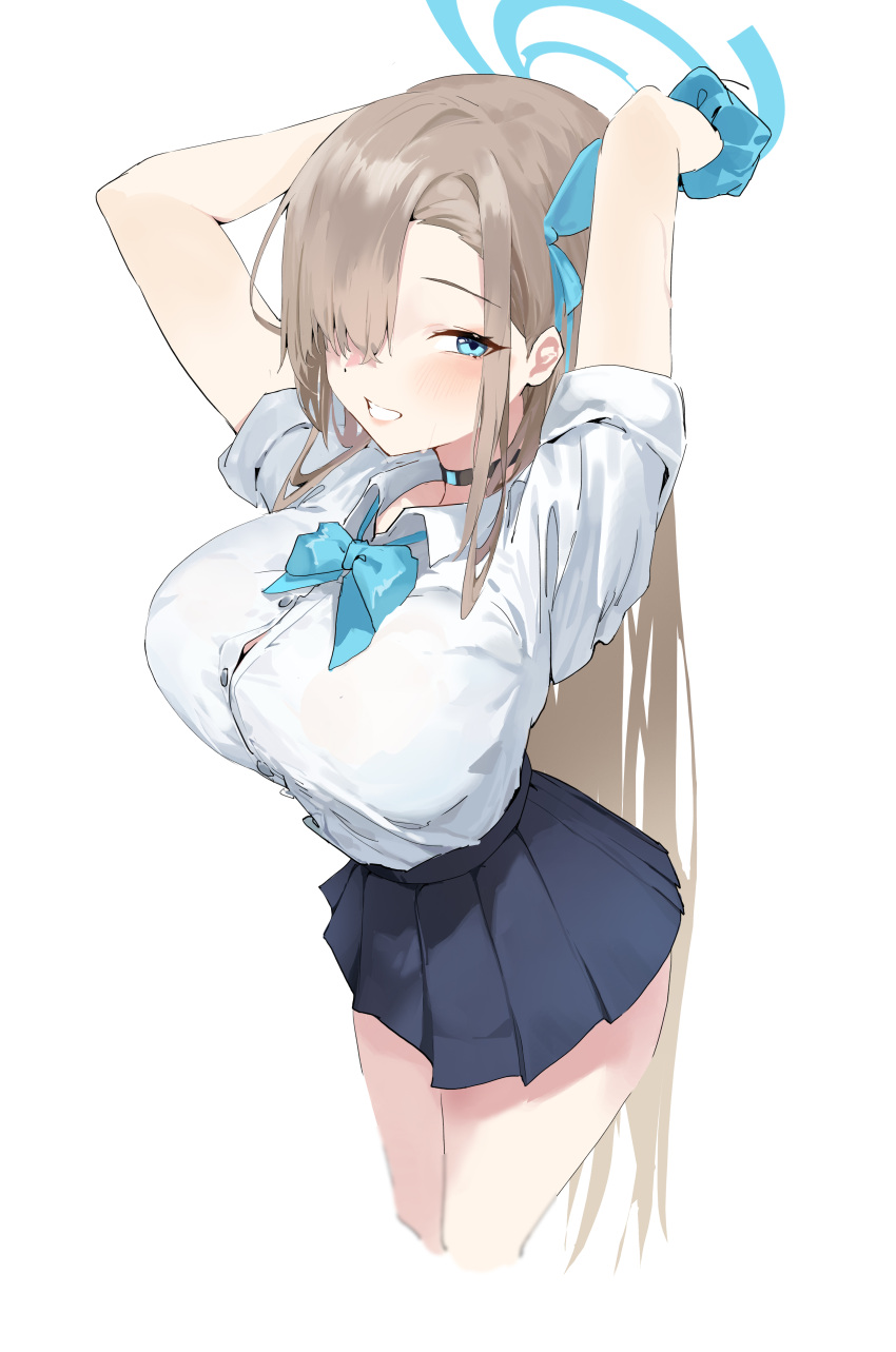 The Big ImageBoard (TBIB) - 1girl absurdres arms up asuna (blue archive) bangs blue archive blue ...