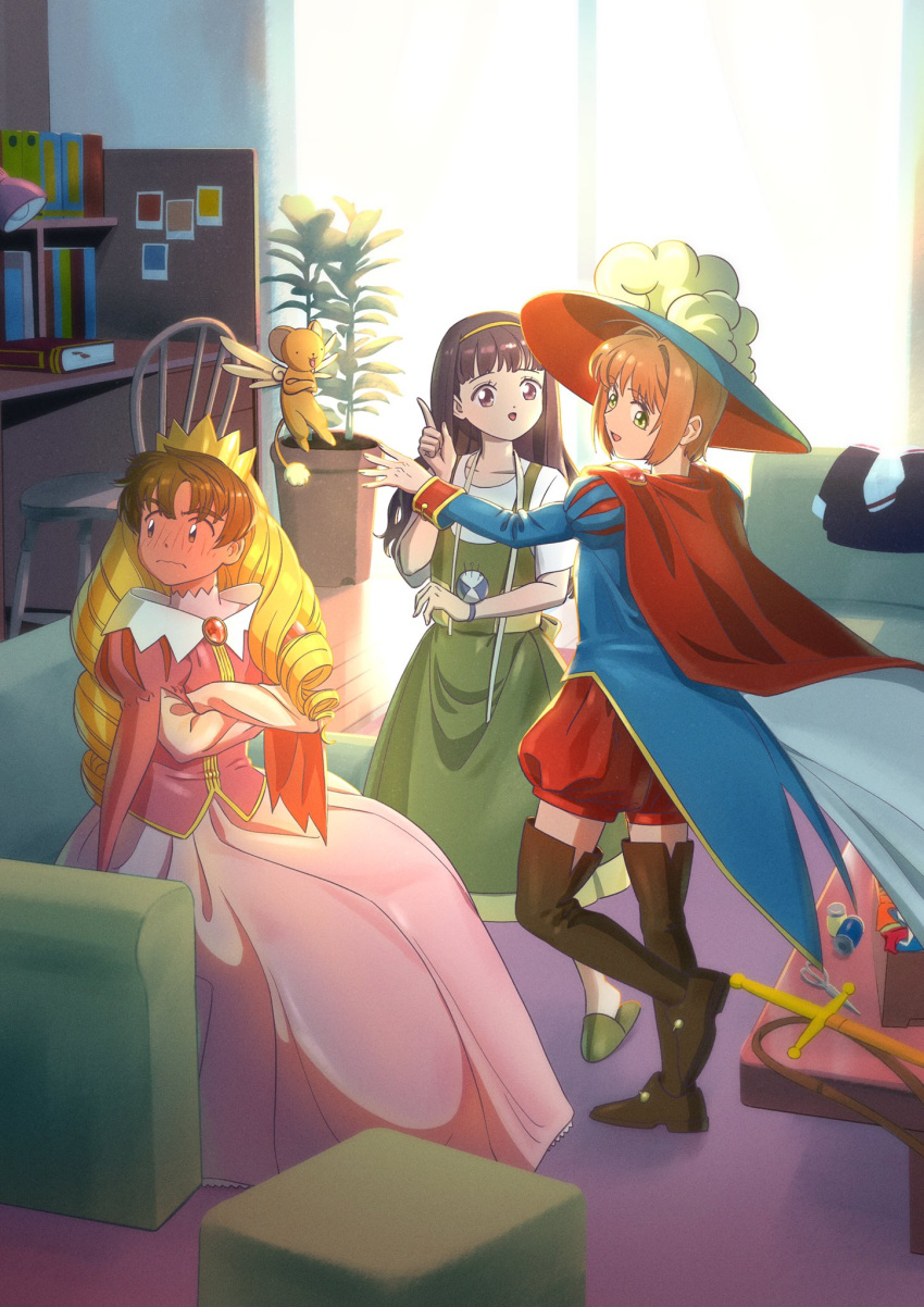 The Big ImageBoard (TBIB) - 1boy 2girls black hair blonde hair blue headwear blue jacket blush ...