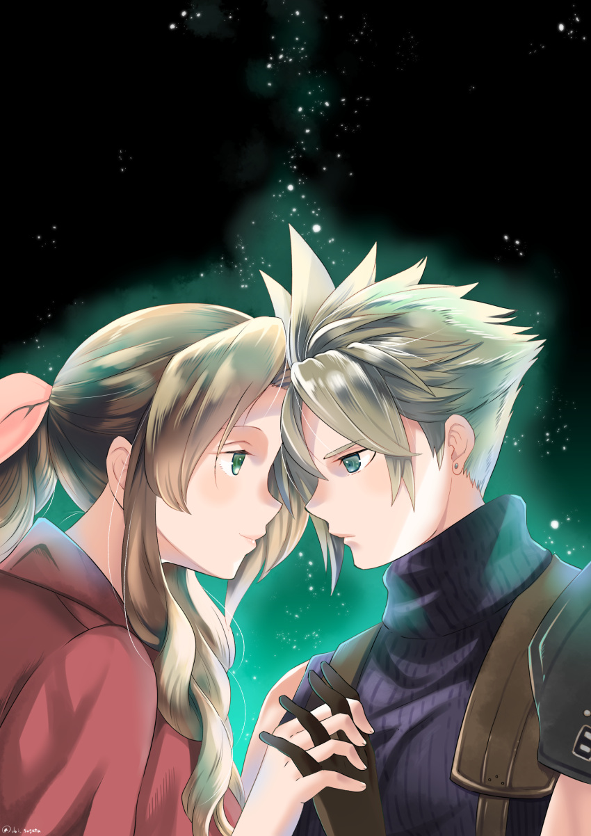 The Big ImageBoard (TBIB) - 1boy 1girl aerith gainsborough armor bangs black gloves blonde hair ...