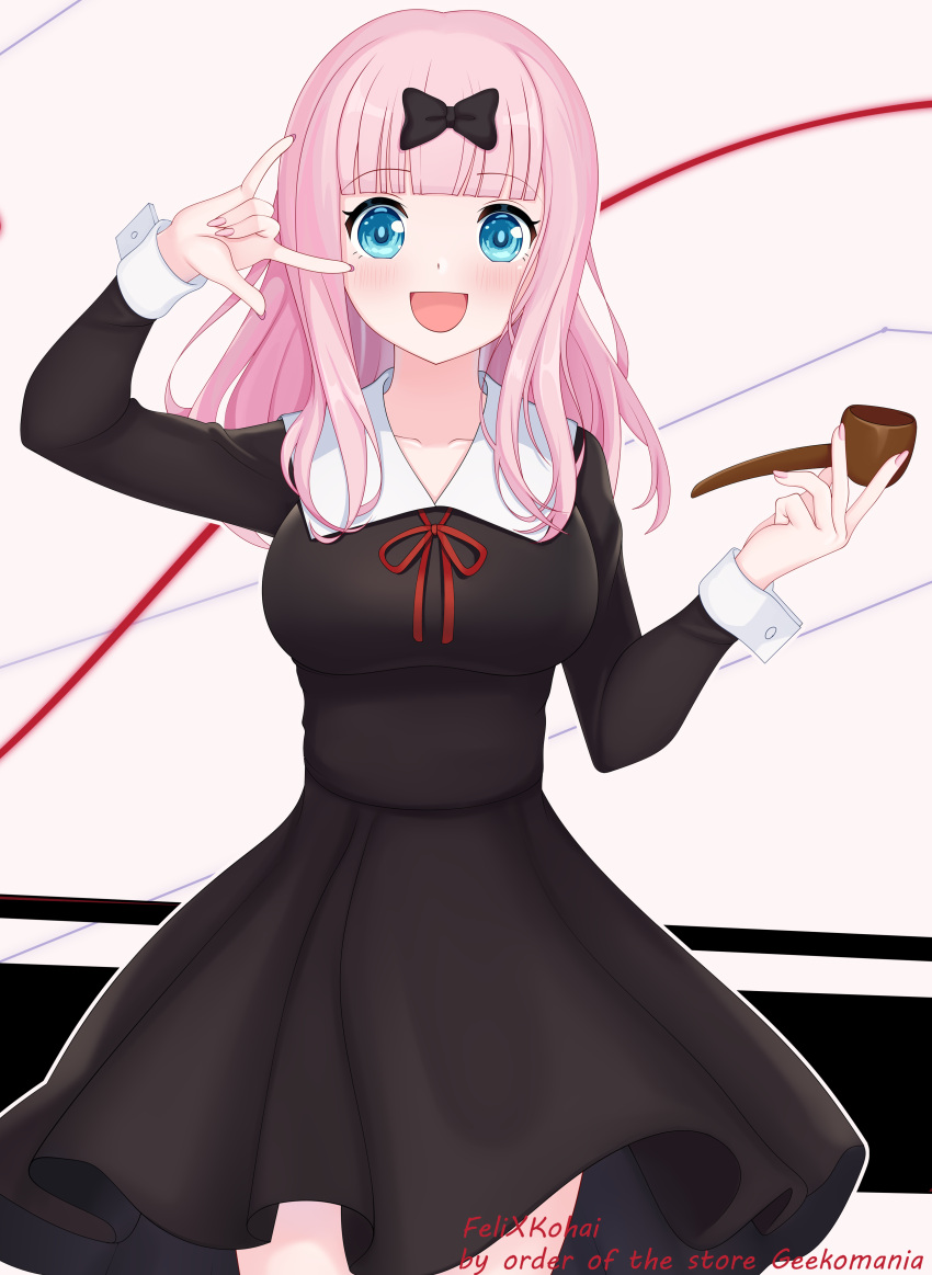 The Big ImageBoard (TBIB) - 1girl :d absurdres black bow black dress blue eyes blunt bangs bow ...