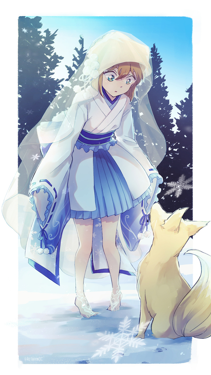 The Big ImageBoard (TBIB) - 1girl astrayin barefoot blue skirt border frilled sleeves frills ...