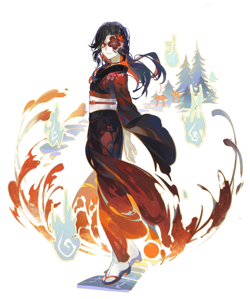 The Big ImageBoard (TBIB) - 1girl absurdres black hair black kimono ...