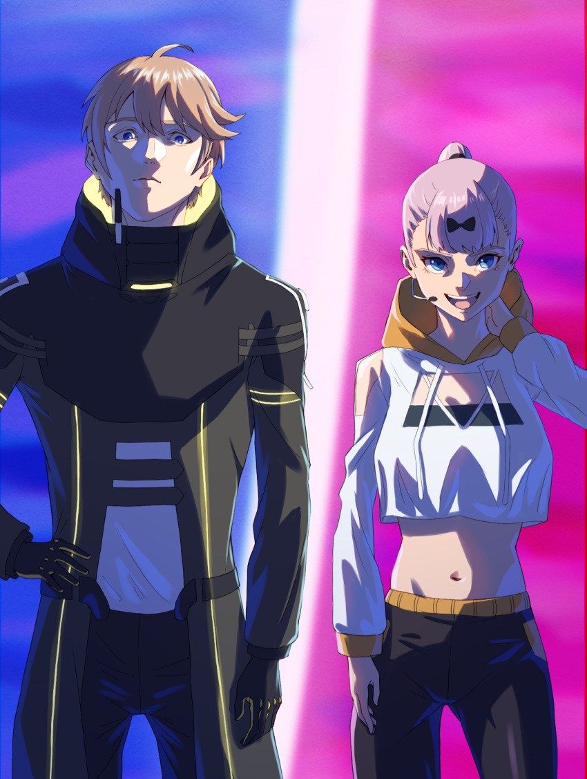 The Big ImageBoard (TBIB) - 1boy 1girl black bow black gloves black jacket black pants blonde ...