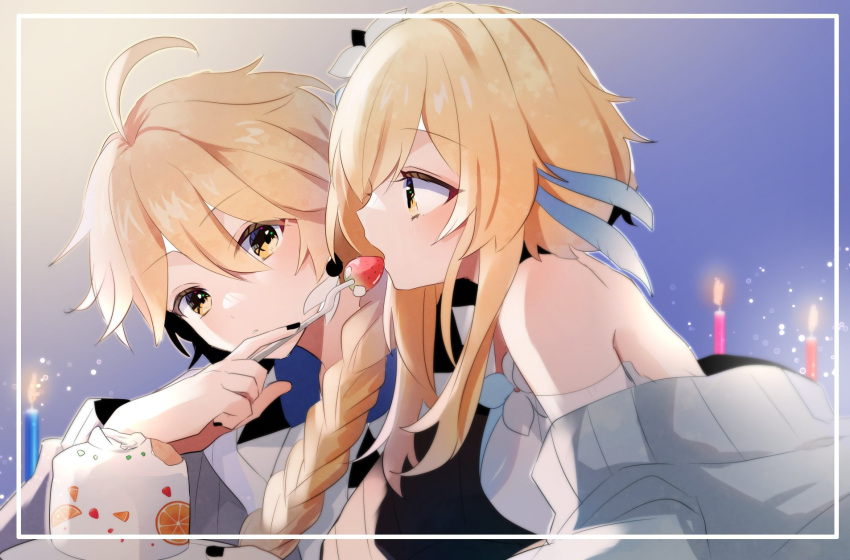 The Big ImageBoard (TBIB) - 1boy 1girl aether (genshin impact) ahoge alternate costume bare ...