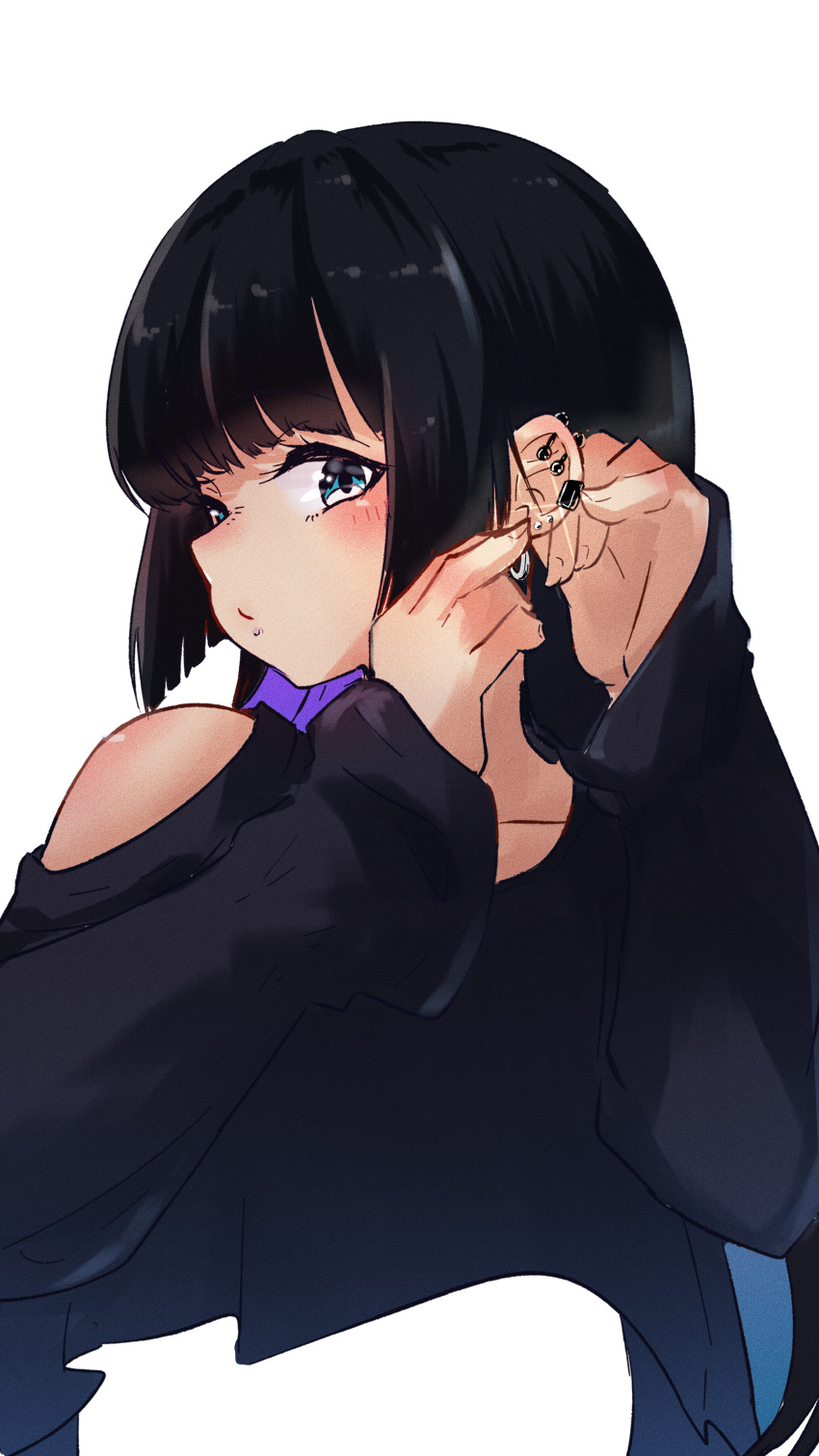 The Big ImageBoard (TBIB) - absurdres aqua eyes bangs black dress black hair blunt bangs blush ...
