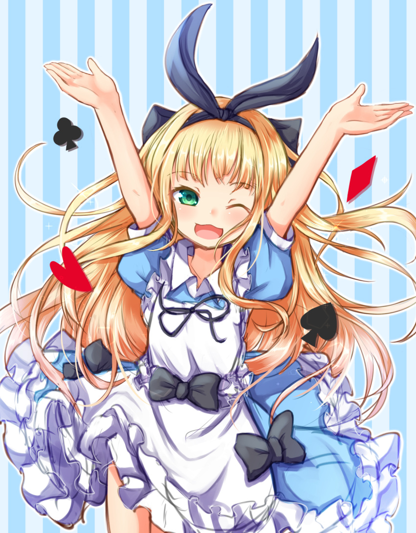The Big Imageboard Tbib 1girl D Apron Arms Up Bangs Baram Black