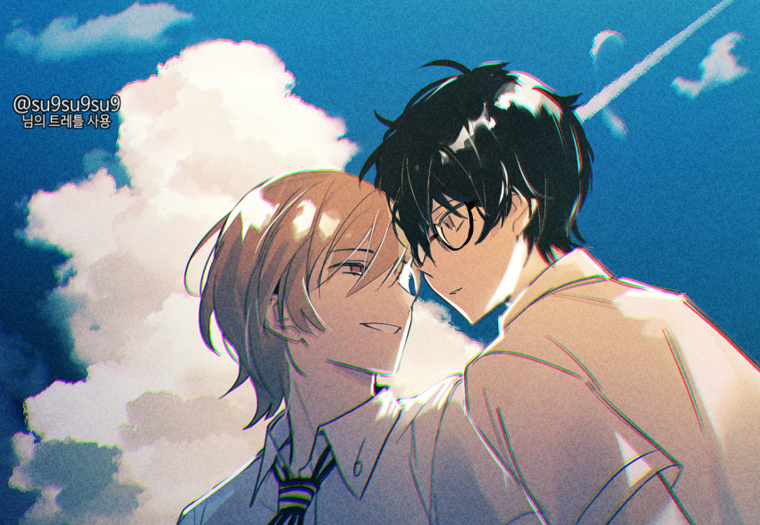 The Big ImageBoard (TBIB) - 2boys akechi gorou amamiya ren black hair brown hair closed mouth ...