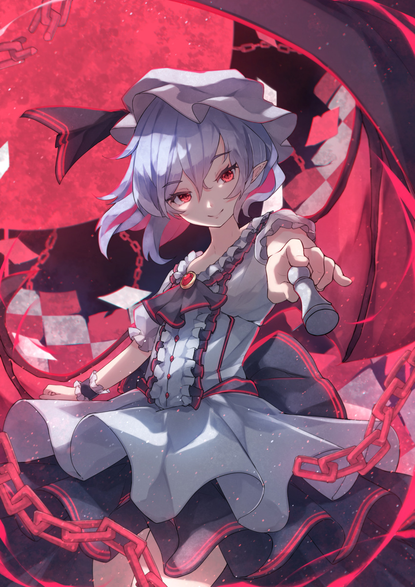 The Big Imageboard Tbib 1girl Bangs Blue Hair Blurry Blurry Background Chain Chiroru Cheese 