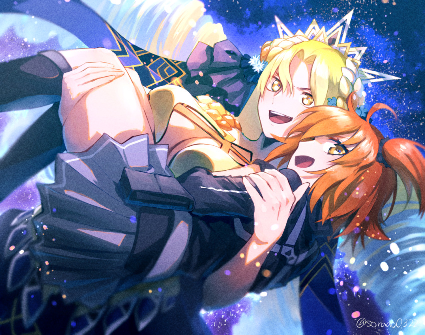 The Big Imageboard Tbib 2girls Astraea Fate Black Socks Blonde