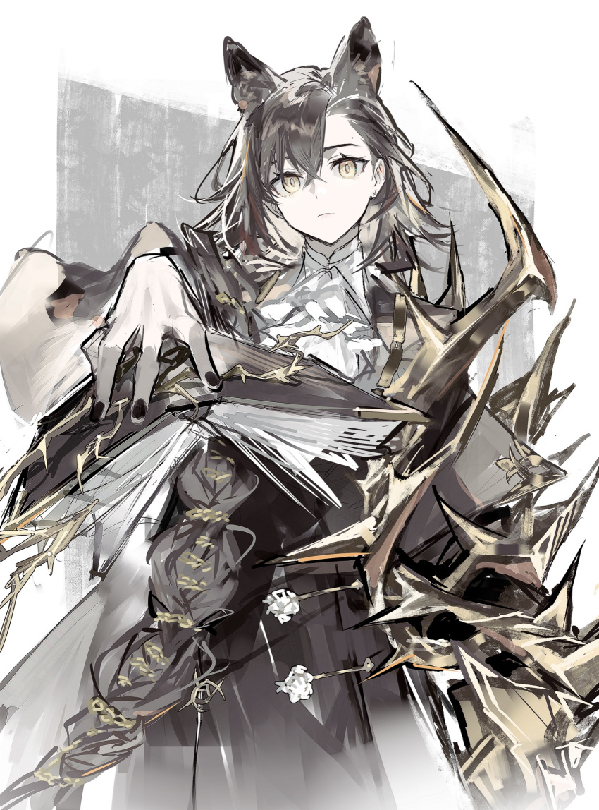 The Big ImageBoard (TBIB) - 1girl animal ears arknights arm at side armor ascot asymmetrical ...