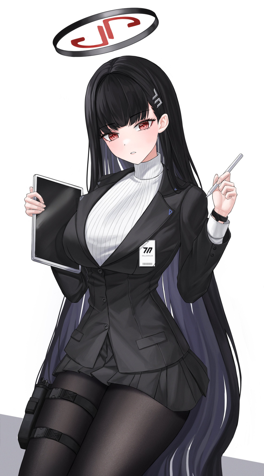 The Big ImageBoard (TBIB) - 1girl absurdres bangs black hair black pantyhose black skirt black ...