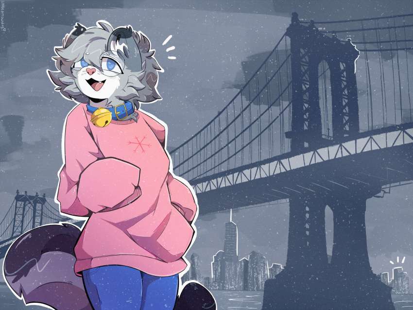 The Big Imageboard Tbib Anthro Baggy Clothing Bell Bell Collar Blue Bottomwear Blue Clothing