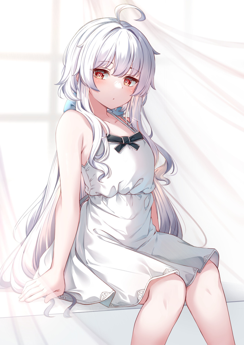 The Big ImageBoard (TBIB) - 1girl absurdres backlighting bare arms bare shoulders black bow blue ...