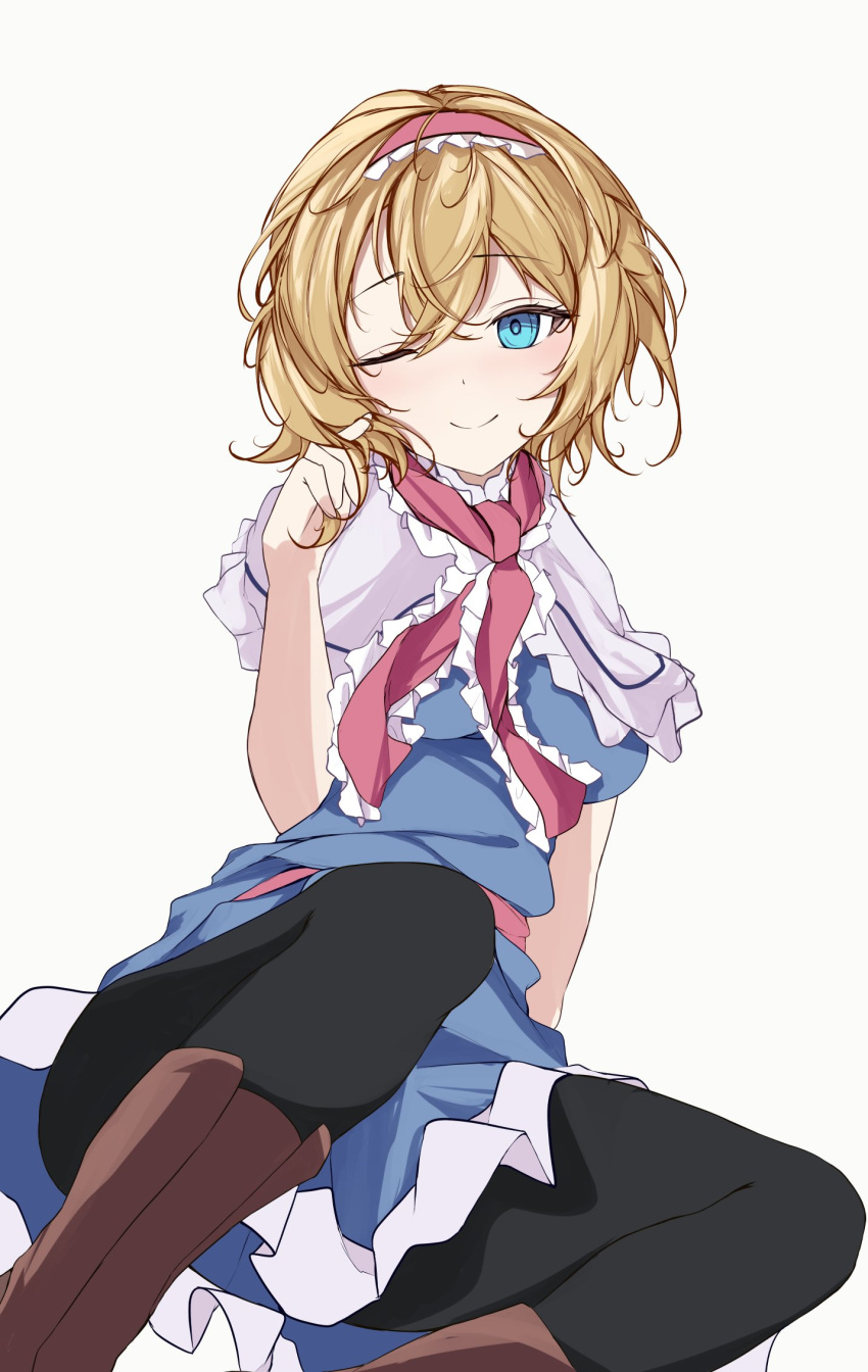 The Big ImageBoard (TBIB) - 1girl ;) ;d alice margatroid black pants blonde hair blue dress blue ...