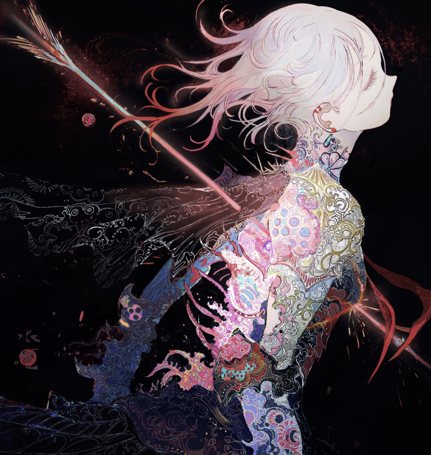 The Big ImageBoard (TBIB) - 1girl absurdres armor arrow (projectile) black background closed ...