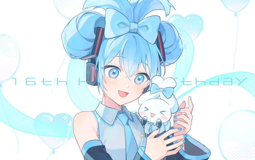 The Big ImageBoard (TBIB) - 1girl aqua bow aqua eyes aqua hair aqua necktie bow cinnamiku ...