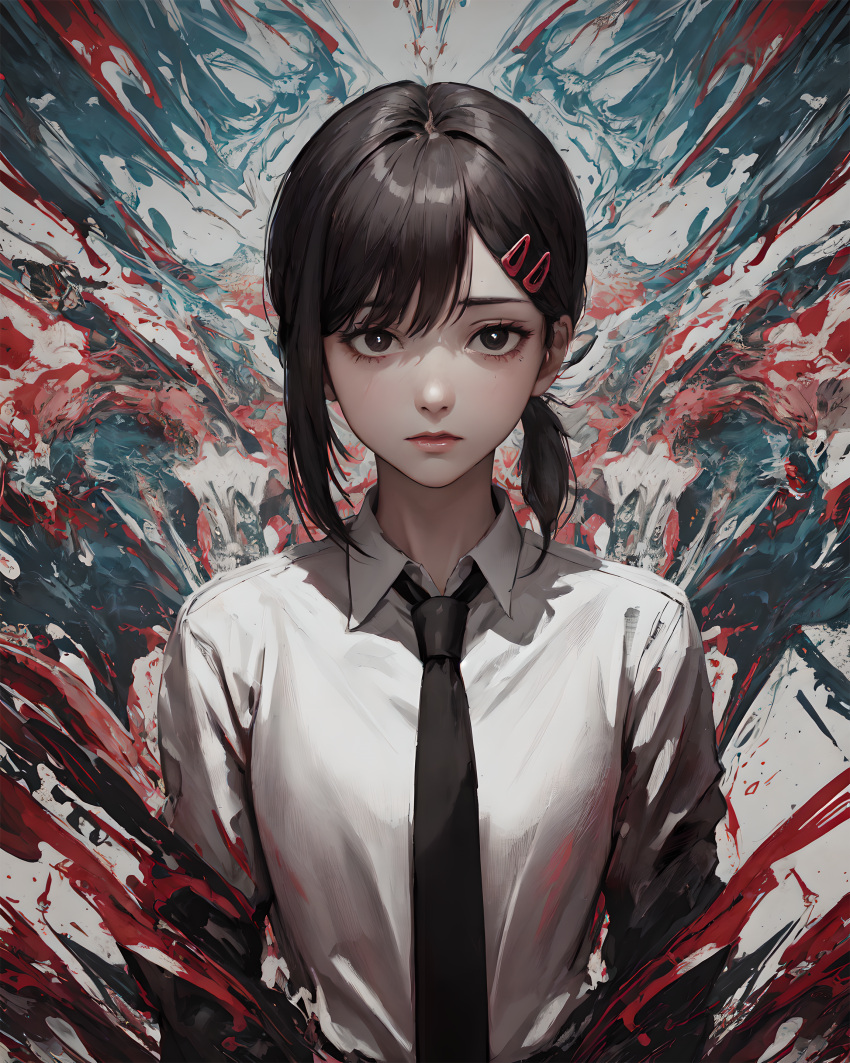 The Big ImageBoard (TBIB) - 1girl abstract absurdres ai-generated black hair black necktie brown ...