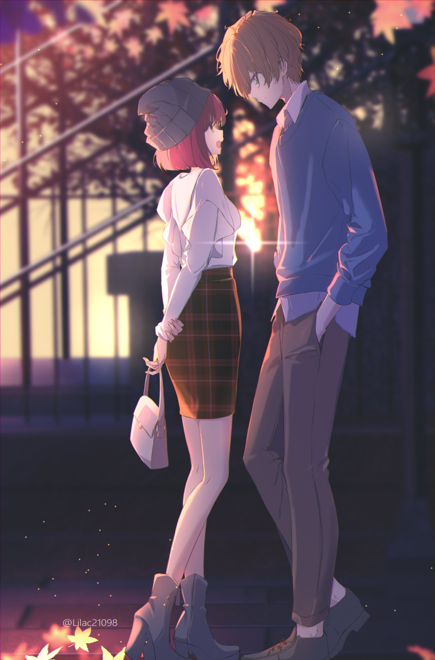 The Big ImageBoard (TBIB) - 1boy 1girl absurdres arima kana bag black footwear blonde hair blue ...