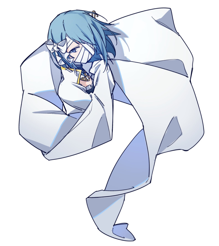 The Big ImageBoard (TBIB) - 1girl bandaged head bandages blue eyes blue hair bow cape cropped ...