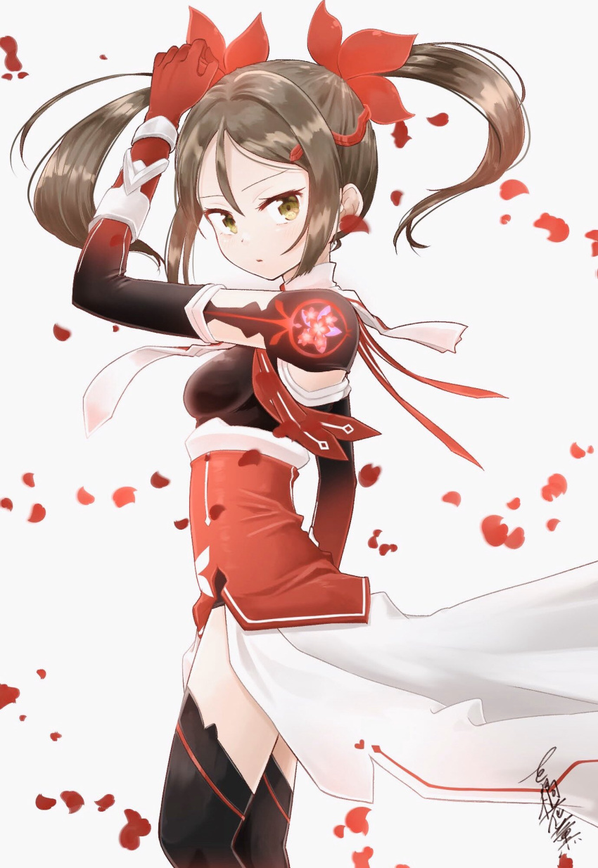 The Big ImageBoard (TBIB) - 1girl aogirism arm up black thighhighs breasts brown eyes brown hair ...