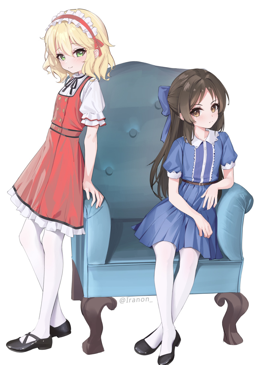 The Big Imageboard Tbib 2girls Absurdres Arm Support Armchair Belt