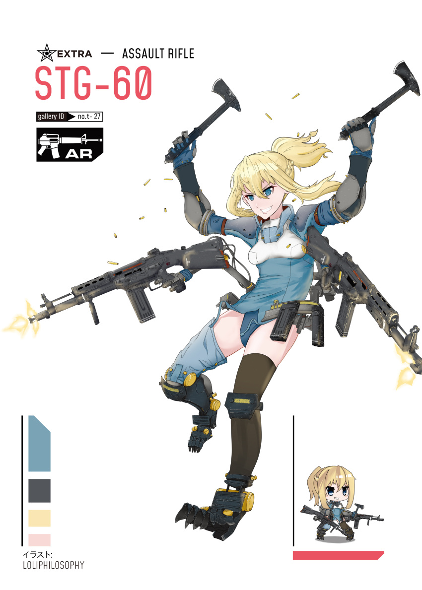 The Big ImageBoard (TBIB) - 1girl absurdres assault rifle axe blonde ...