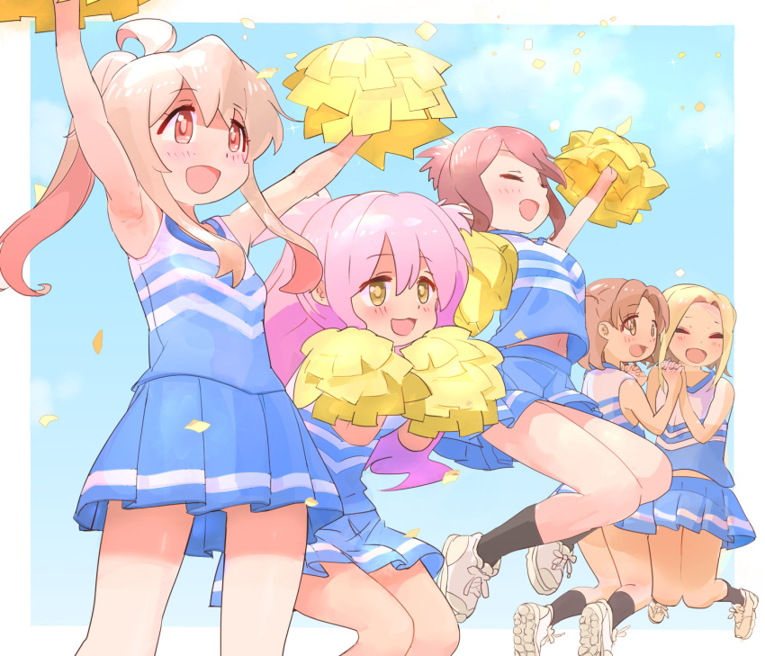 The Big Imageboard Tbib 5girls D Ahoge Arm Up Armpits Arms Up Bare