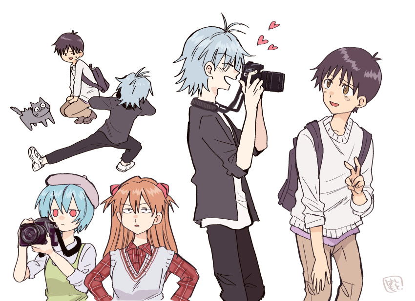 The Big ImageBoard (TBIB) - 2girls animal ayanami rei backpack bag blue ...