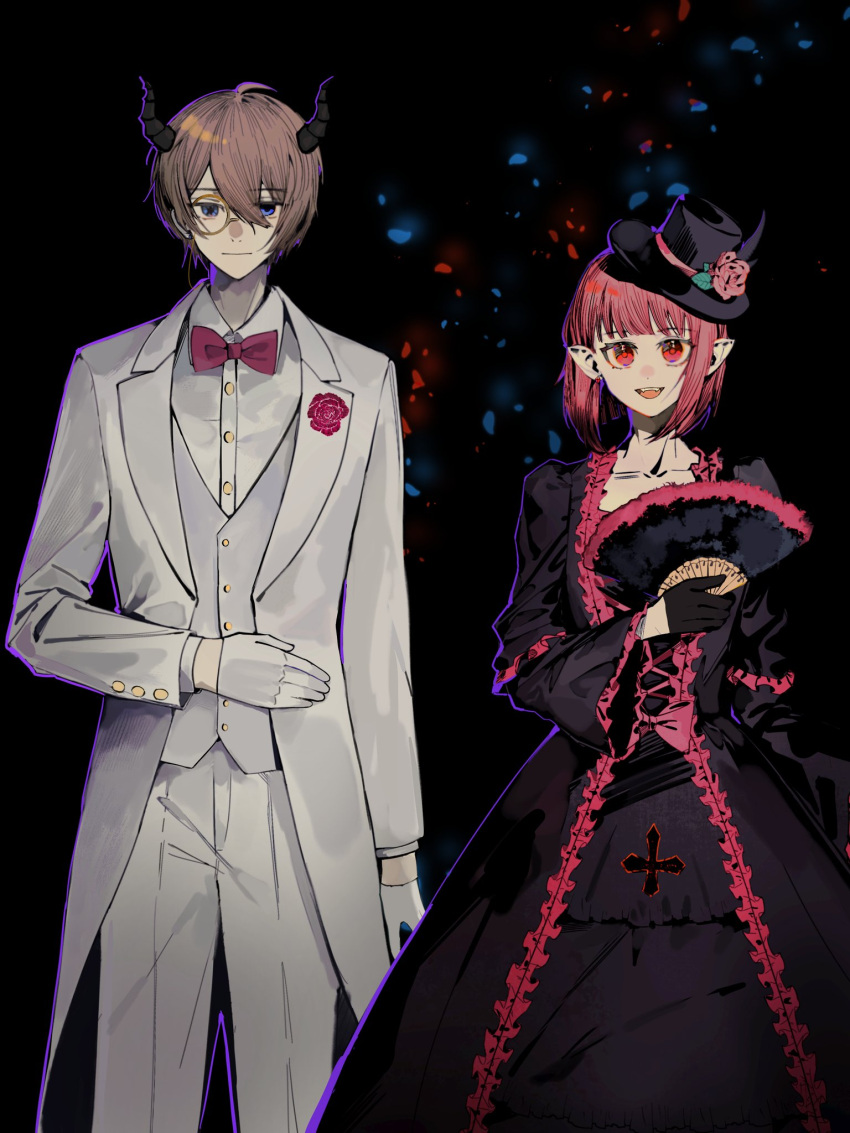 The Big ImageBoard (TBIB) - 1boy 1girl arima kana black background black dress black gloves ...