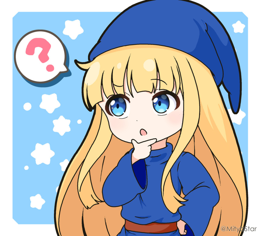 The Big ImageBoard (TBIB) - 1girl ? blonde hair blue background blue dress blue eyes blue ...