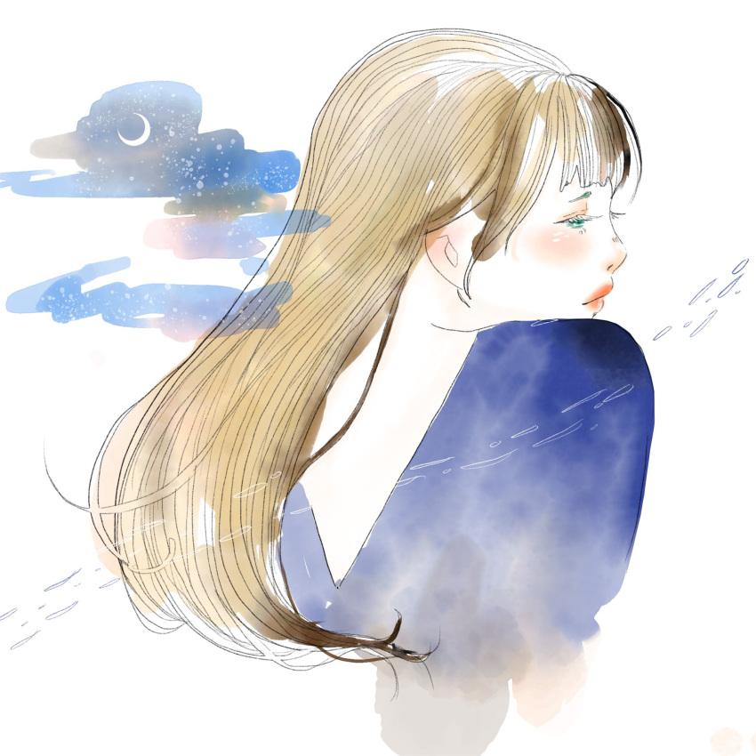 The Big ImageBoard (TBIB) - 1girl blue eyes brown hair crescent moon ...