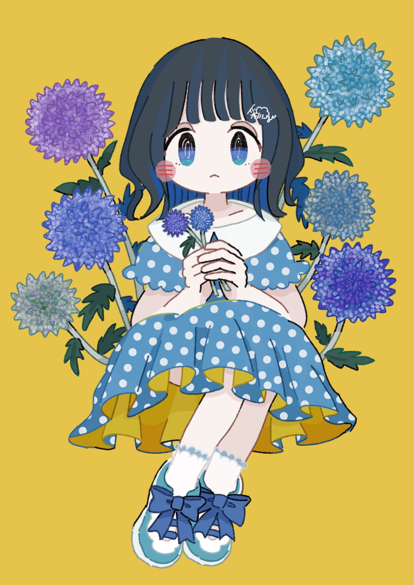 The Big ImageBoard (TBIB) - 1girl black hair blue bow blue dress blue eyes blue footwear blue ...
