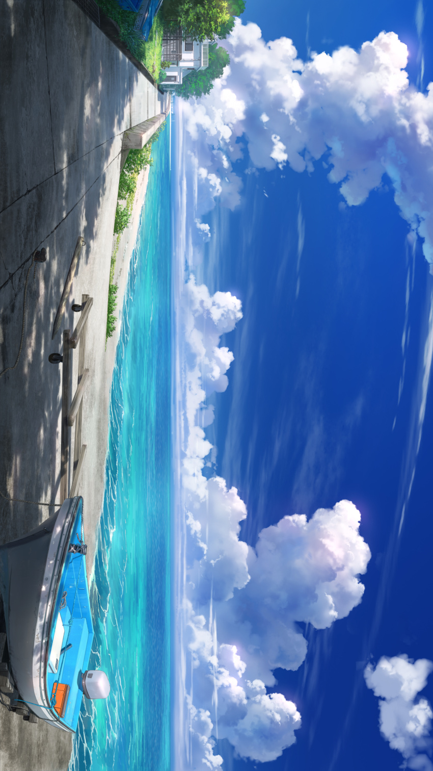 The Big ImageBoard (TBIB) - absurdres beach blue sky boat building bush ...