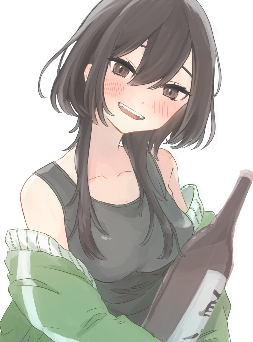 The Big ImageBoard (TBIB) - 1girl :d absurdres alcohol black shirt blush bonnouji momoha breasts ...