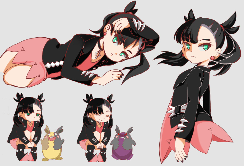 The Big ImageBoard (TBIB) - 1girl asymmetrical bangs black choker black footwear black hair ...