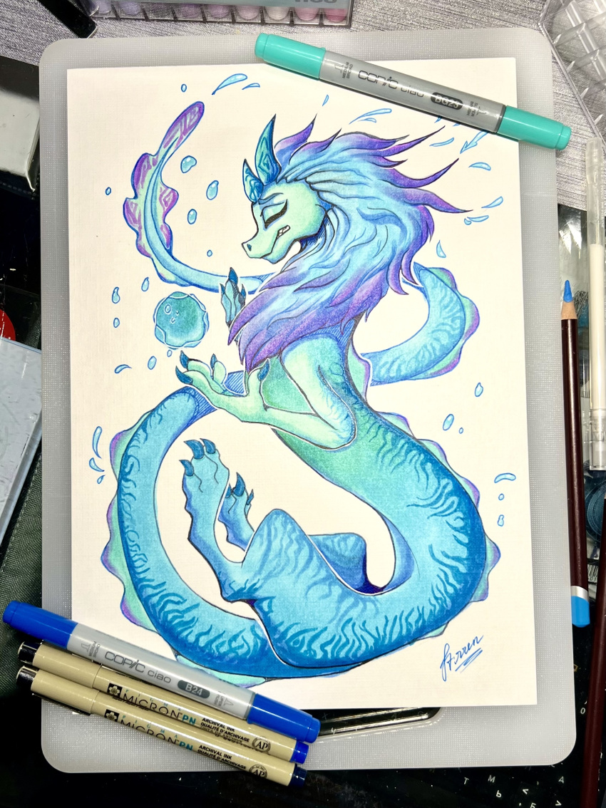 The Big ImageBoard (TBIB) - absurd res aquatic dragon copic markers ...