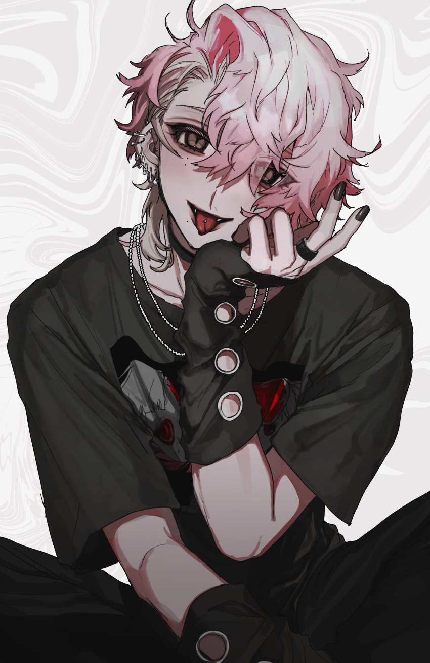 The Big ImageBoard (TBIB) - 1boy absurdres black nails black pants ...