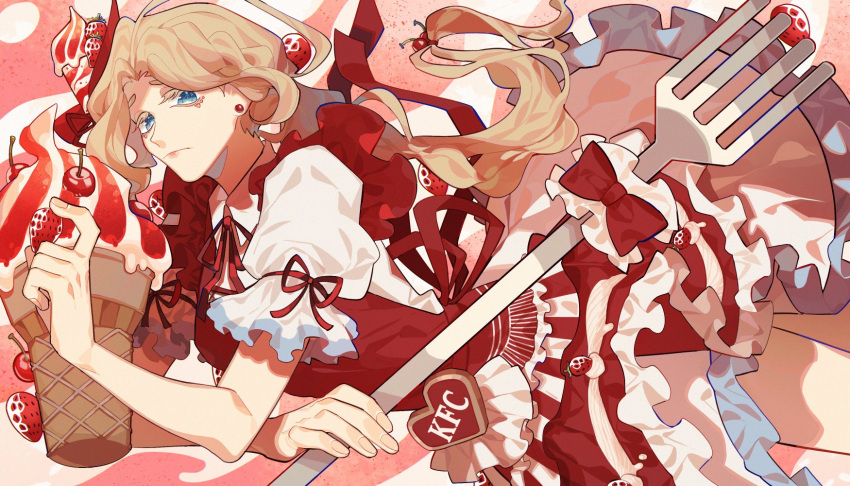 The Big ImageBoard (TBIB) - 1girl apron blonde hair blue eyes cherry ...