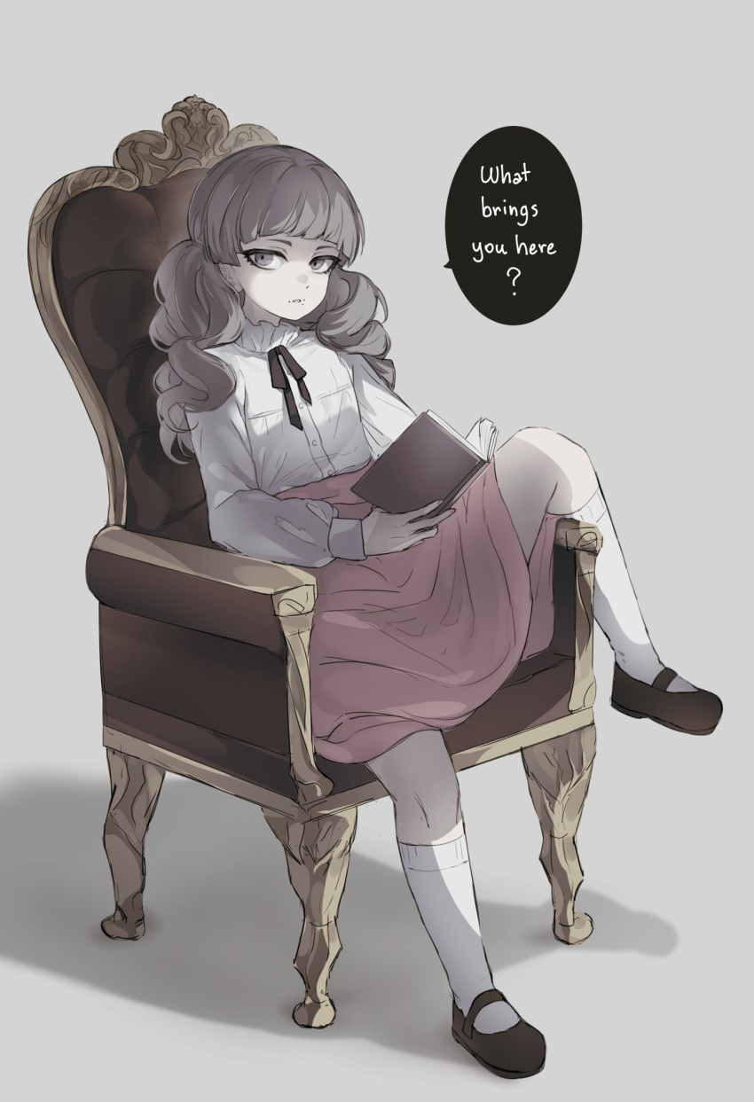 The Big Imageboard Tbib 1girl Armchair Black Footwear Black Ribbon
