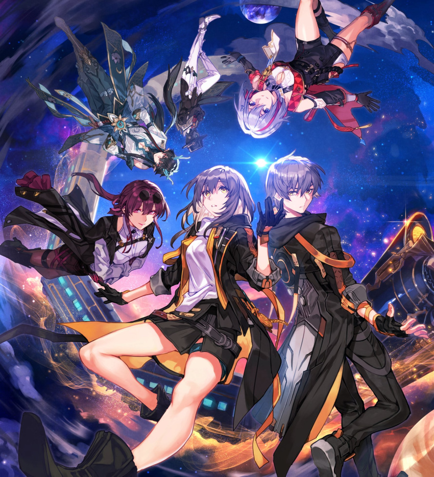 The Big ImageBoard (TBIB) - 3boys 3girls black gloves black hair blue ...