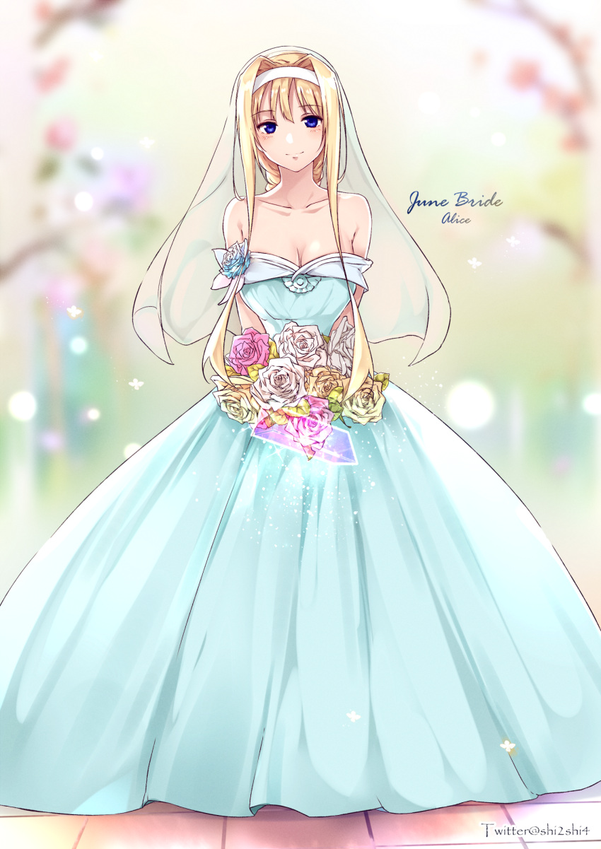 The Big ImageBoard (TBIB) - 1girl alice zuberg bare shoulders blonde hair blue dress blue eyes ...