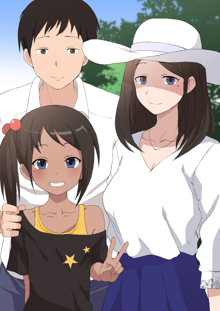 The Big ImageBoard (TBIB) - age difference black hair black shirt blue sky closed mouth ...