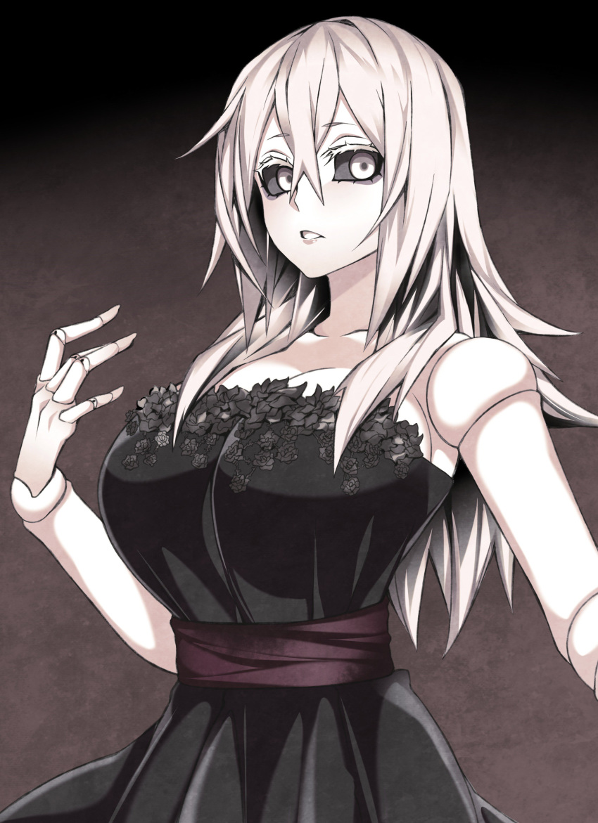 The Big Imageboard Tbib 1girl Absurdres Black Dress Black Sclera Breasts Camui Kamui